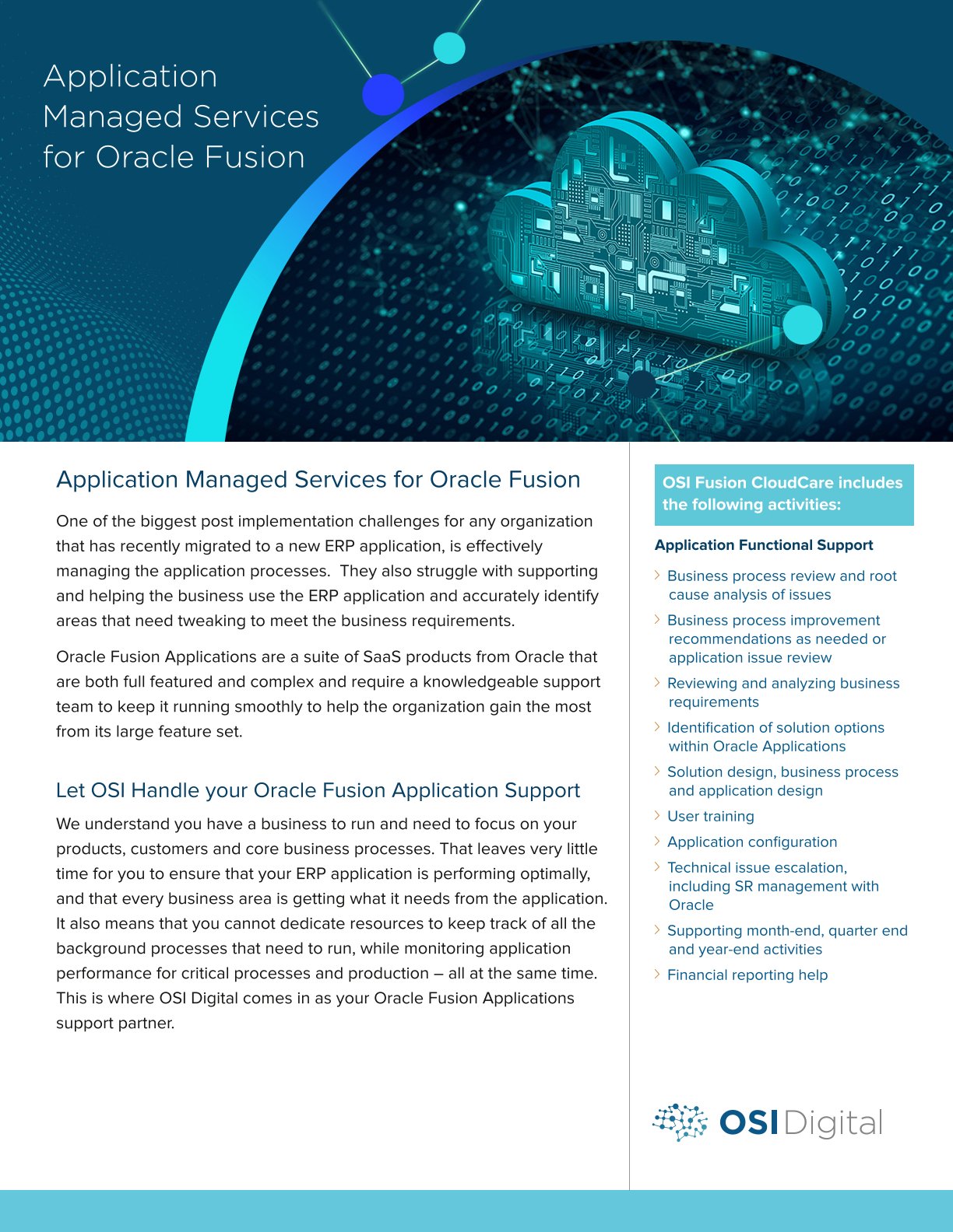 Data Sheet: Application Managed Services for Oracle Fusion